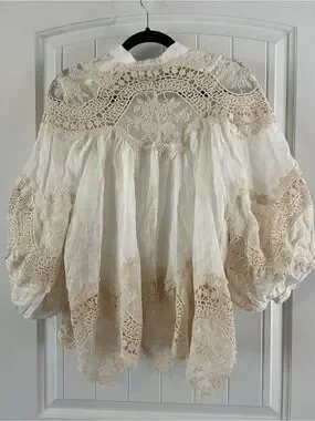 Zimmermann | Tops | Zimmermann Victorianinspired Cream Lace Peasant ...
